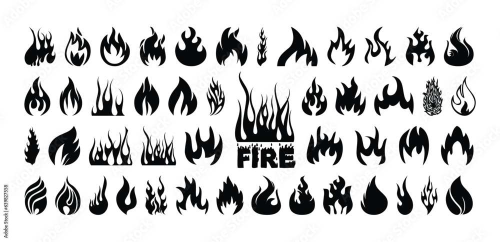 Fire Flame Icon Set Symbol of Fire. Collections of Fire. Stock Vector ...