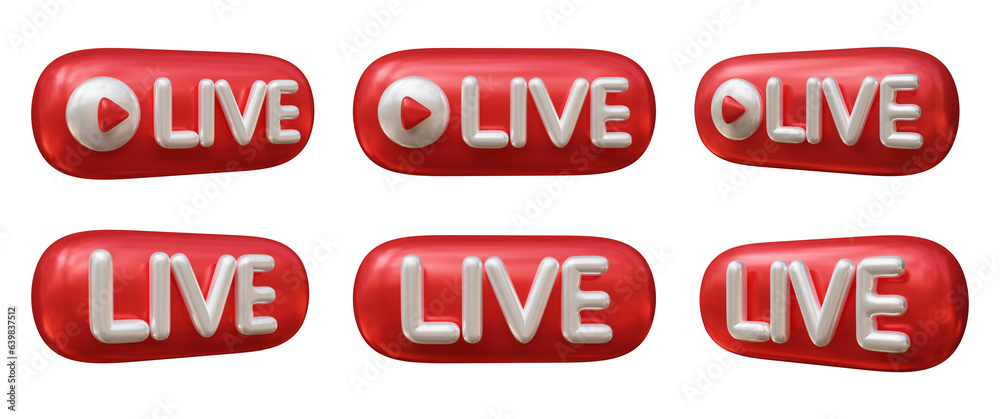 Set of red and white live streaming logo icon for social media ...