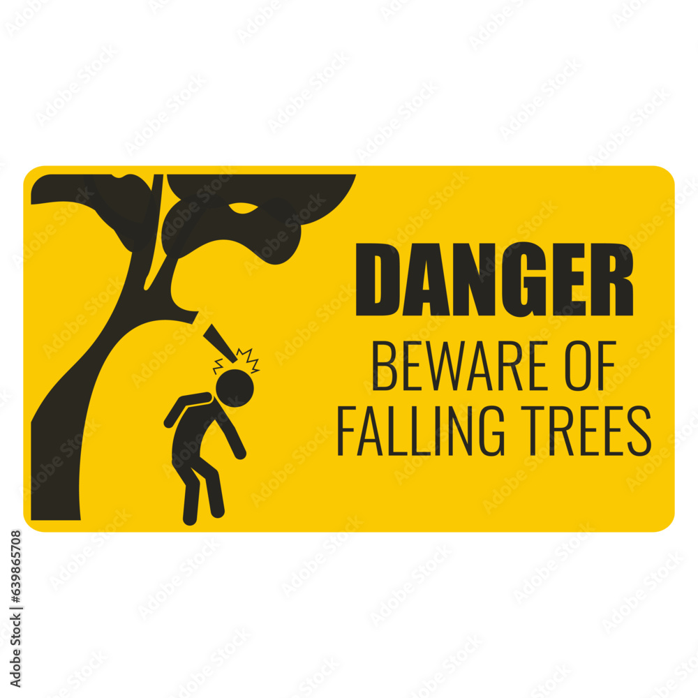 Printable lebel sticker sign man walking with accident branches of tree ...