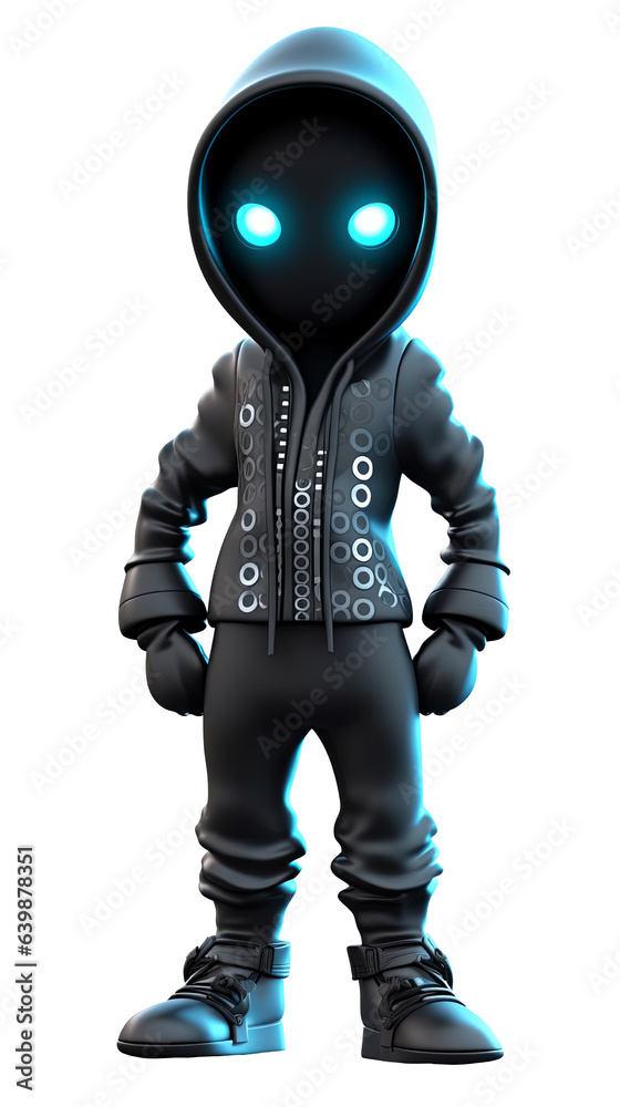 Hacker 3d cartoon character. Isolated background, animated character ...