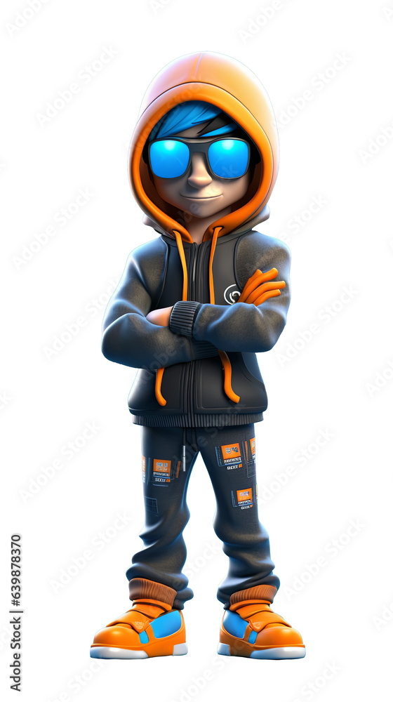 Hacker 3d cartoon character. Isolated background, animated character ...