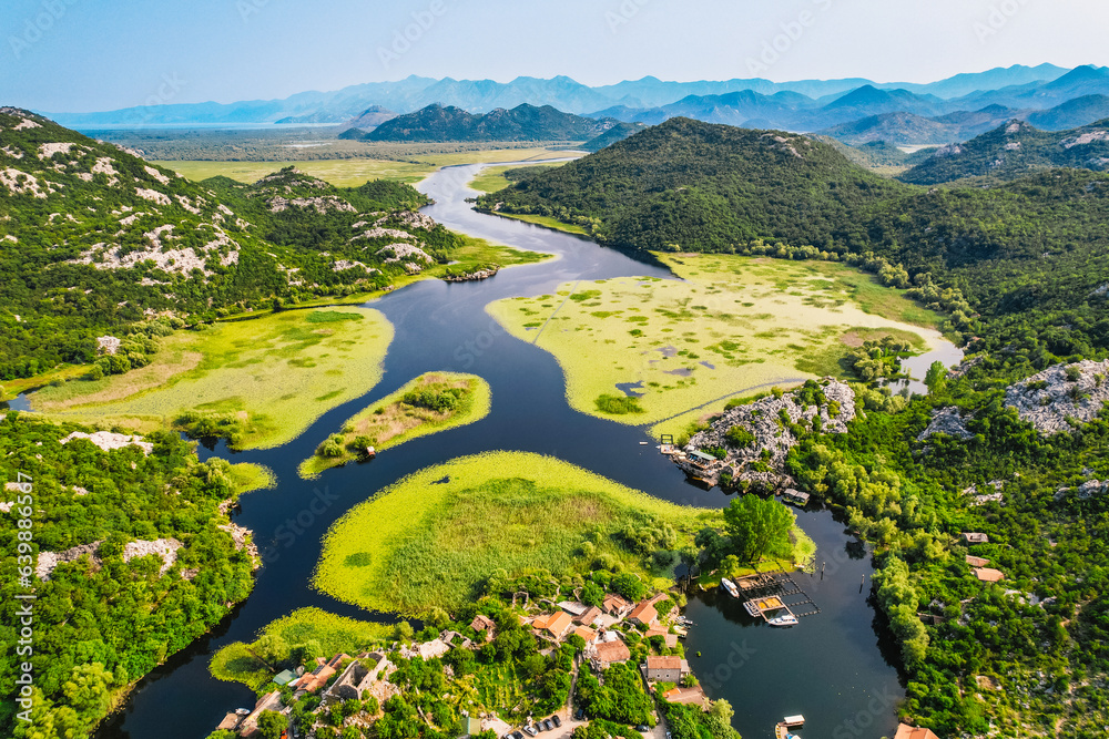 Canyon of Rijeka Crnojevica river near the Skadar lake coast. One of the most famous views of ...