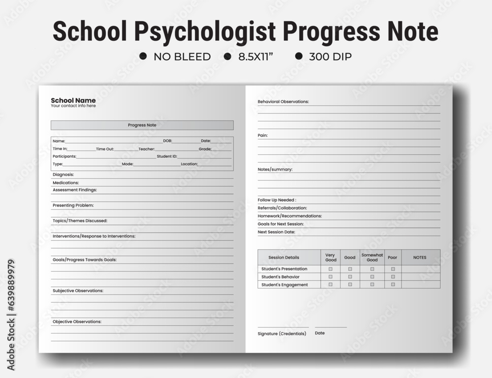 School Psychologist Progress Note, Editable, School Counselor ...