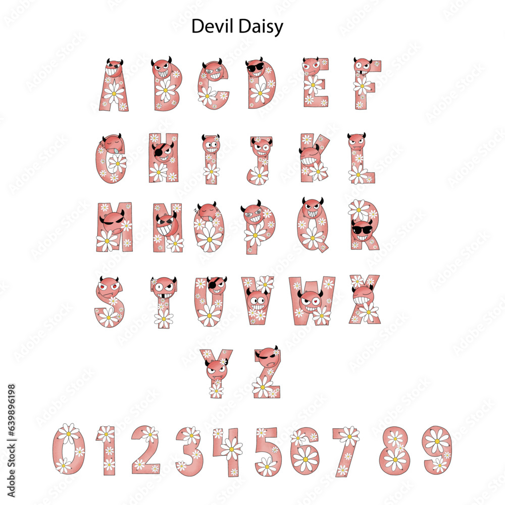 Devil Daisy fonts Stock Vector | Adobe Stock