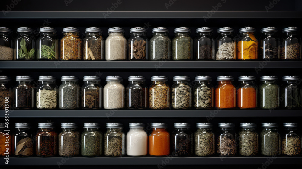 Aromatic Spice Bazaar: A Stunning Display of Vibrant Rows of Bottled ...