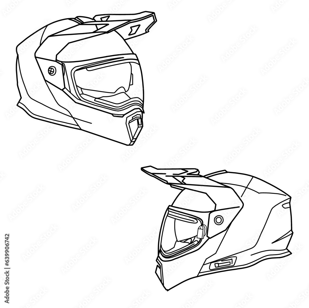 Technical sketch drawing of snow helmet line art, flat sketch, front ...