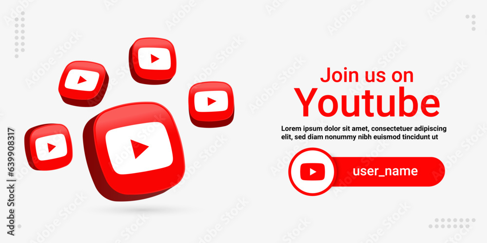 join or follow us on youtube. 3d youtube logo social media icon ...