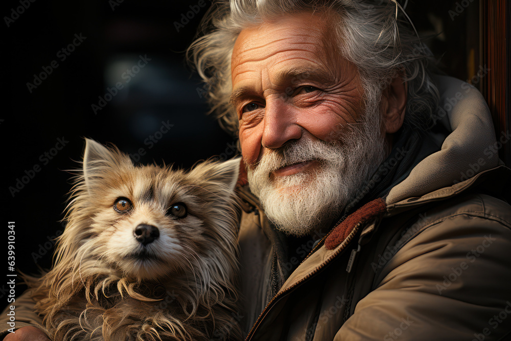 Pet Companionship. Seniors spending time with their pets, embodying the ...