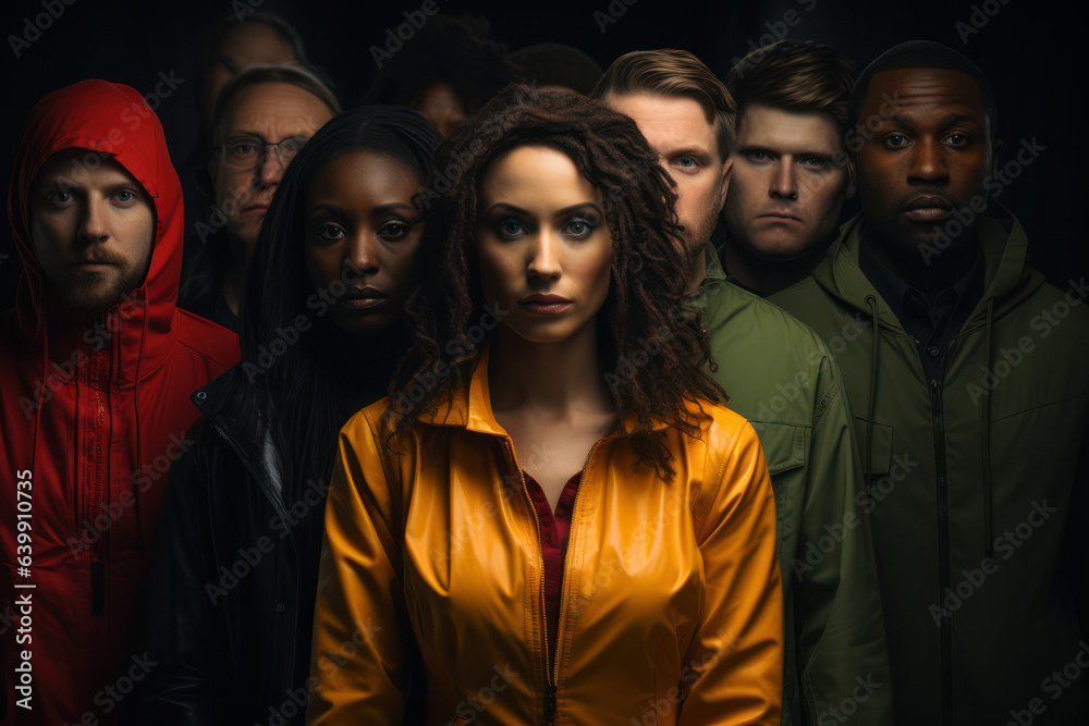 Discrimination and Prejudice. People of different backgrounds separated ...