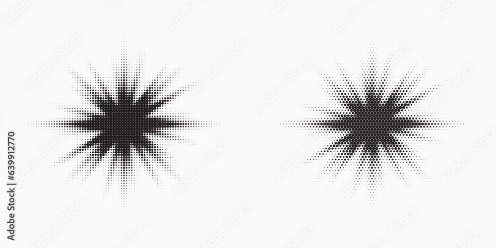 Halftone background set. Glowing light Halftone effect. Abstract grunge ...