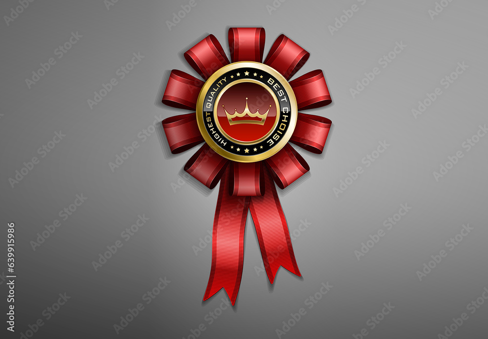 High detailed vector award ribbon isolated on dark gray background ...