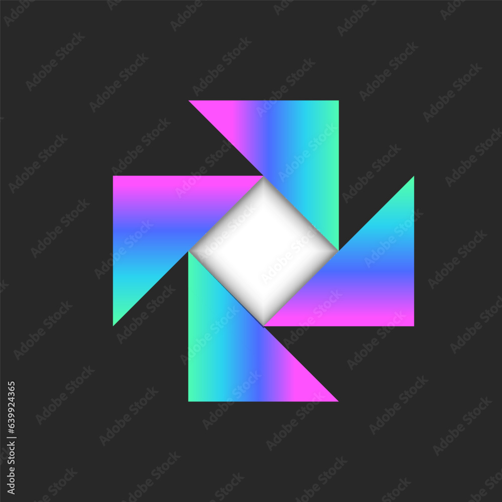 Pinwheel logo spinning paper toy made of a vibrant gradient wheel of ...