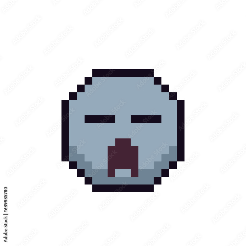 Sad emoticon, upset face pixel art icon. Cartoon character, show the ...