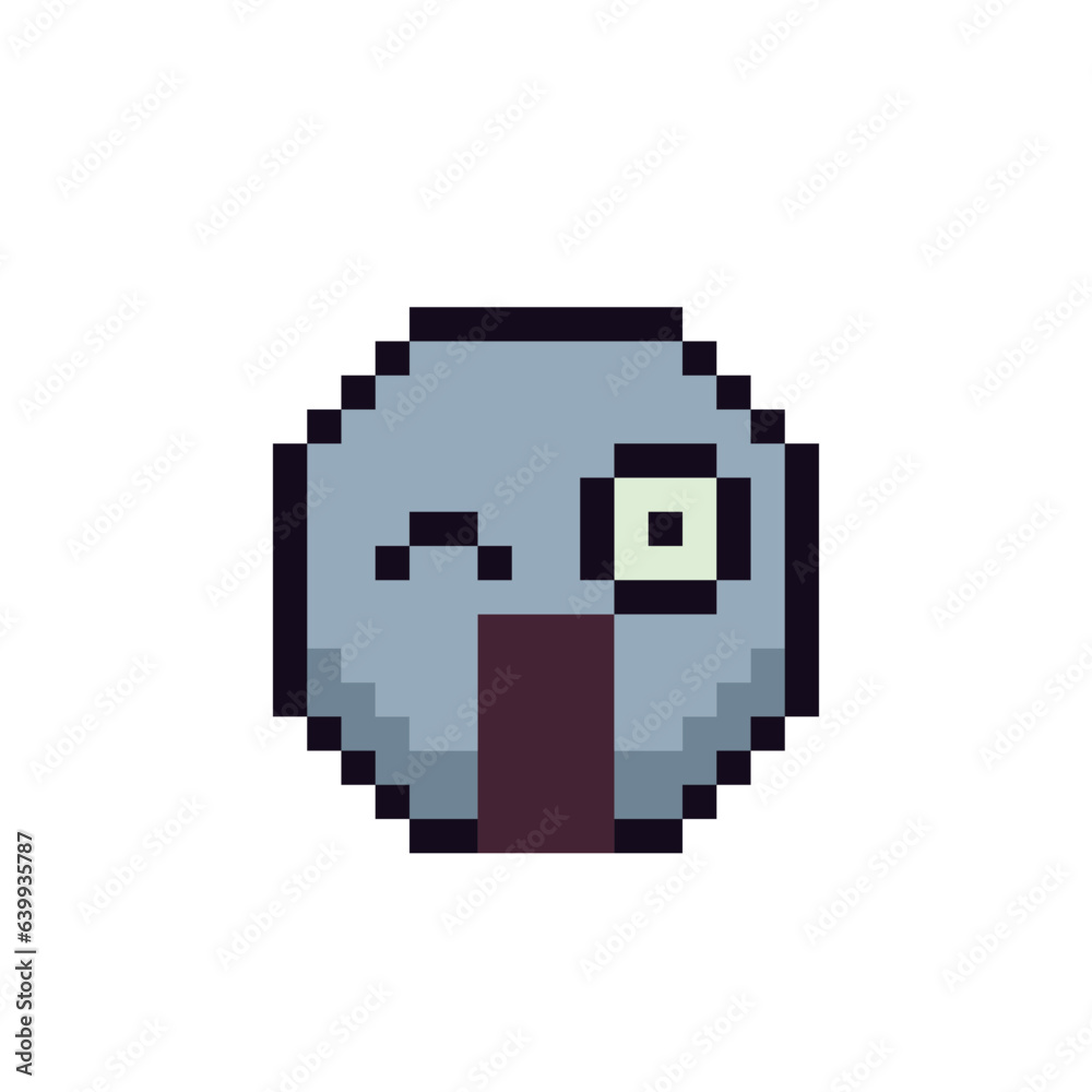 Shocked emoticon pixel art face with one big eye and open mouth ...