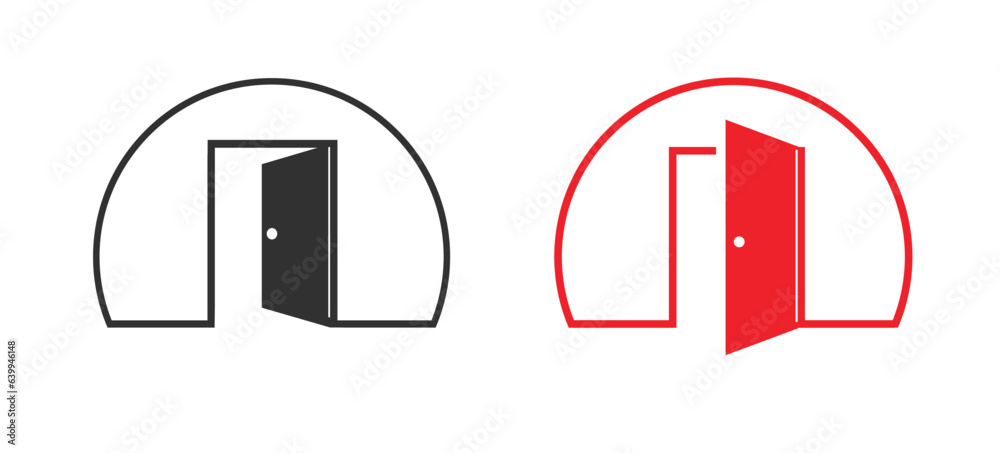 Vetor de Entrance and exit vector icons and sign. Typography design ...