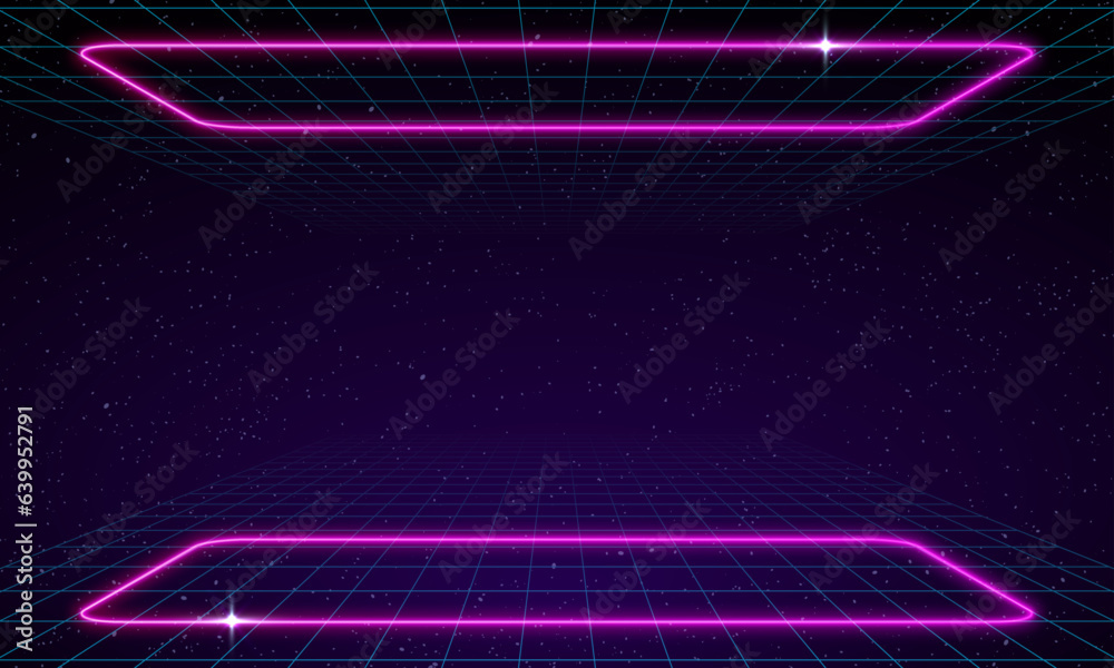 Synthwave vaporwave retrowave cyber background with copy space, laser ...