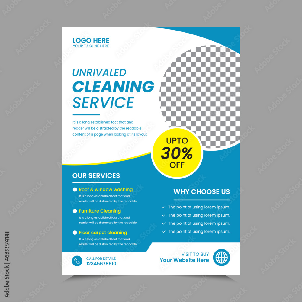 Cleaning Service A4 Flyer Template Design. House cleaning service ...
