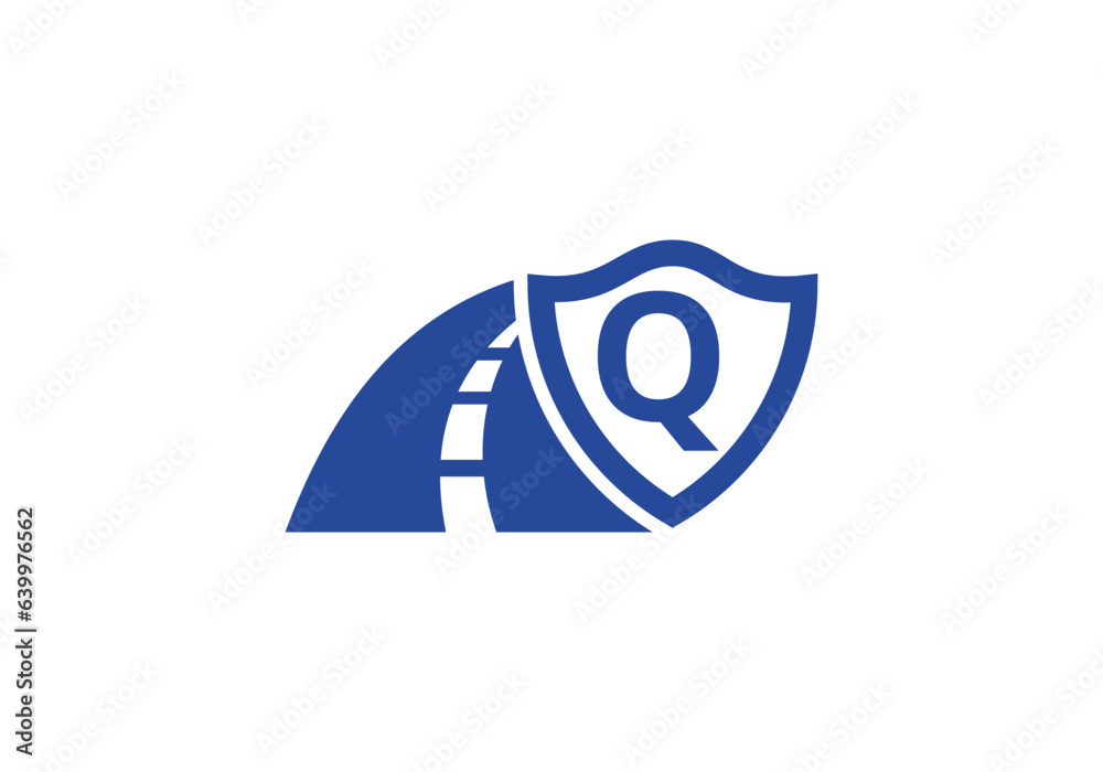 Letter Q with road logo sing. The creative design concept for highway ...