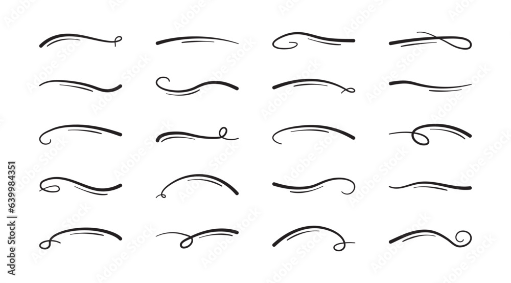 Swoosh line vector icon, underline swish, stroke swash swirl, curly ...