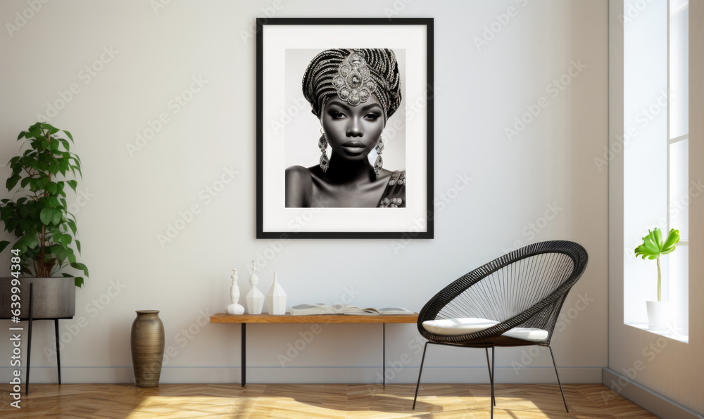 Unfilled picture enclosure simulation set in a Scandinavian design ...