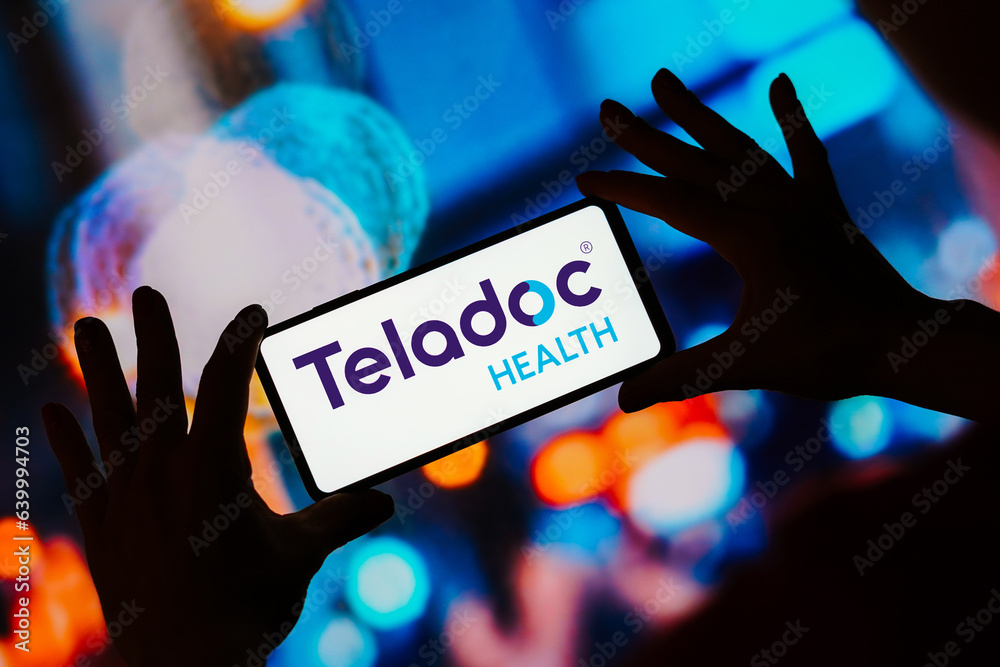 August 27, 2023, Brazil. In this photo illustration, the Teladoc Health ...