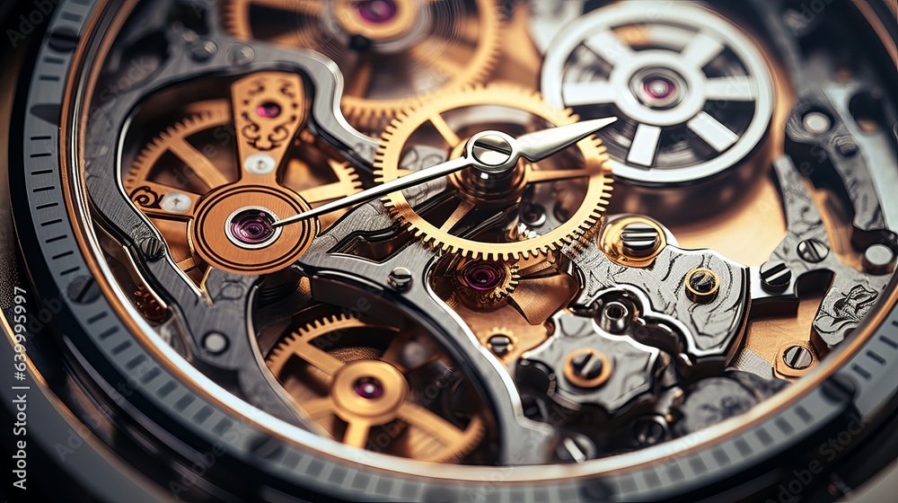 Showing interior of the watch, Gear mechanism of watch Stock Photo ...