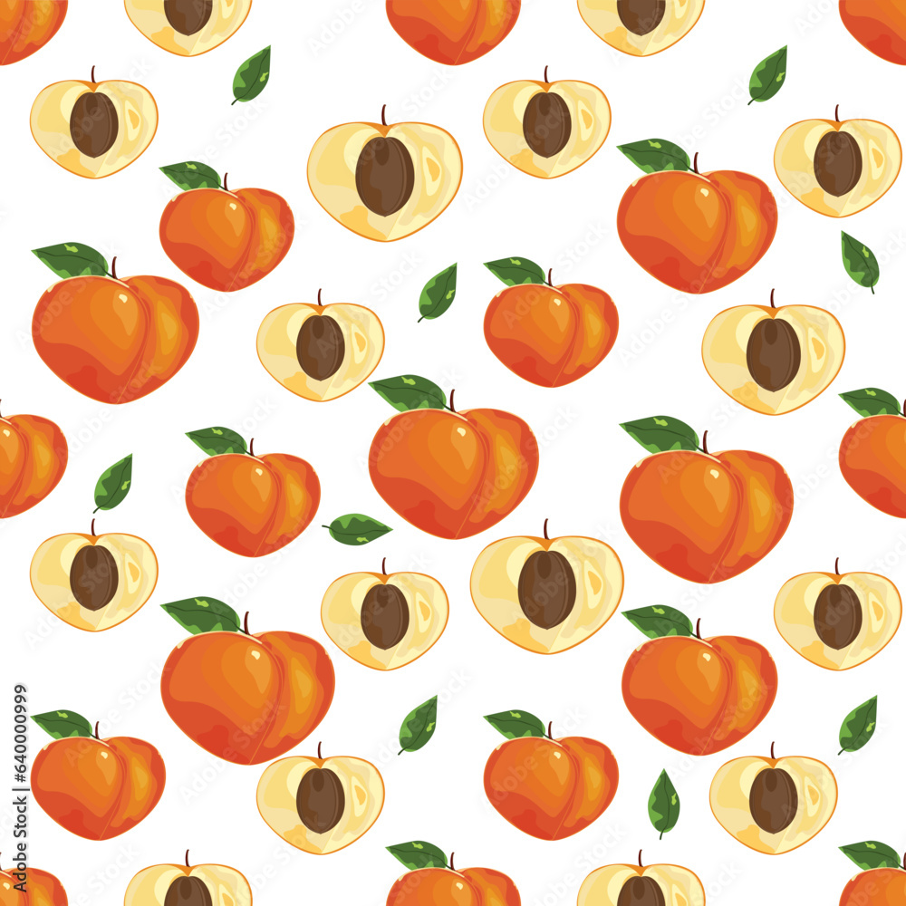 Seamless peaches and fruits Creative patterns for fabrics, packages ...