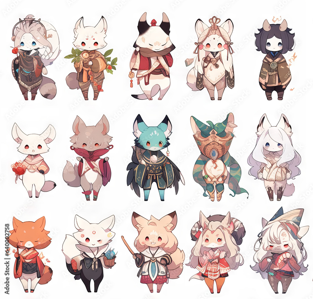 Chibi style character sheet Stock Illustration | Adobe Stock