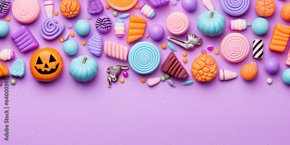 halloween candy wallpaper pattern texture background in pastel colors ...