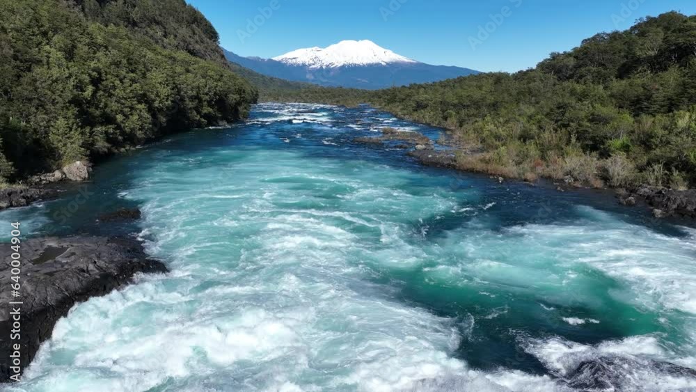 Petrohue River At Petrohue In Los Lagos Chile. Volcano Landscape. Sky ...