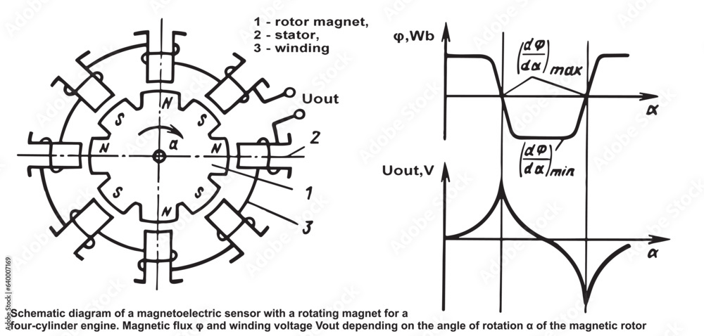 Vector schematic diagram of a magnetoelectric sensor with a rotating ...