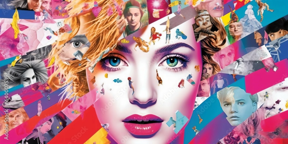 Pop Culture Collage Movie Posters, Comic Panels, Iconic Symbols Stock ...