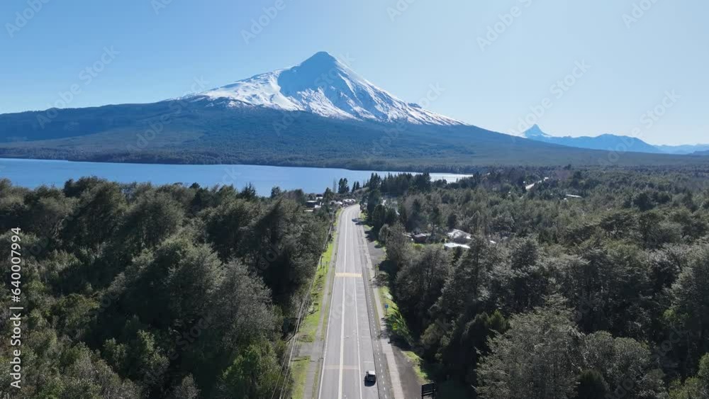 Patagonia Road At Porto Octay In Los Lagos Chile. Volcano Landscape ...