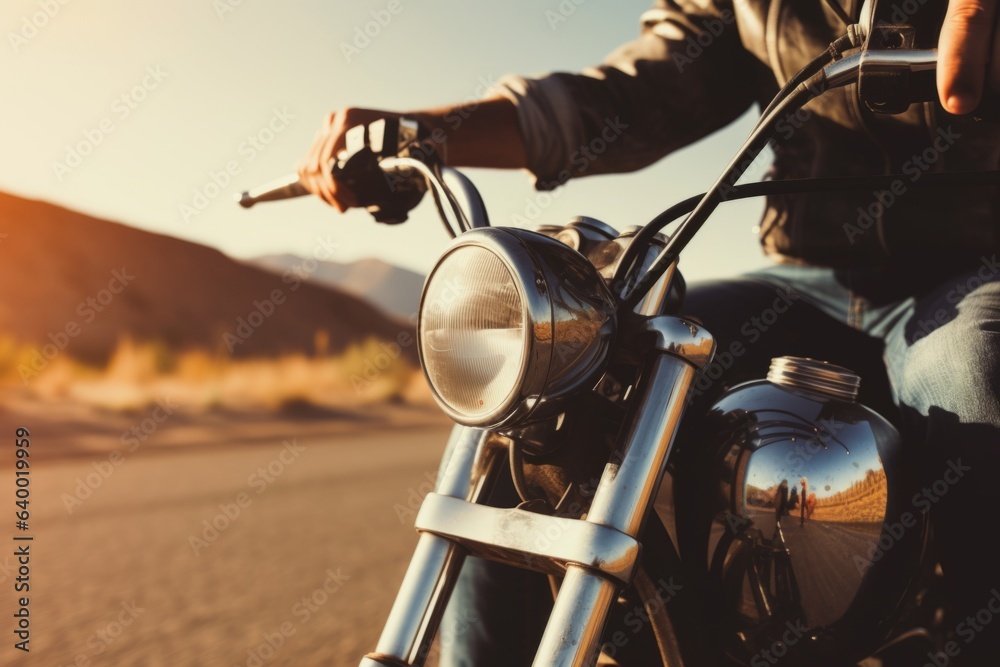 Confident cool guy in moto helmet biker man riding motorcycle bike male ...