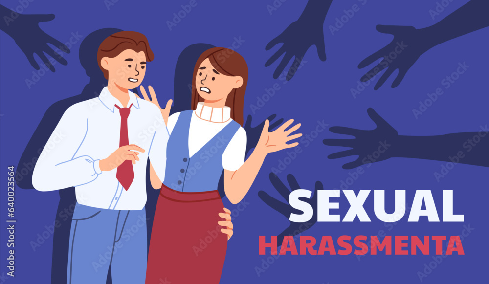 Stop sexual harassment concept. Protect women from men. Tolerance and ...
