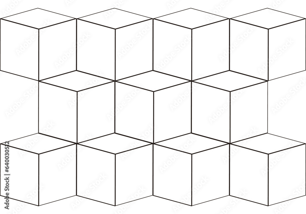 Cubos de trazo negro apilados en fondo blanco Stock Vector | Adobe Stock