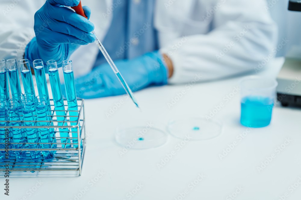 Asian male scientists white coat conducting research investigations ...