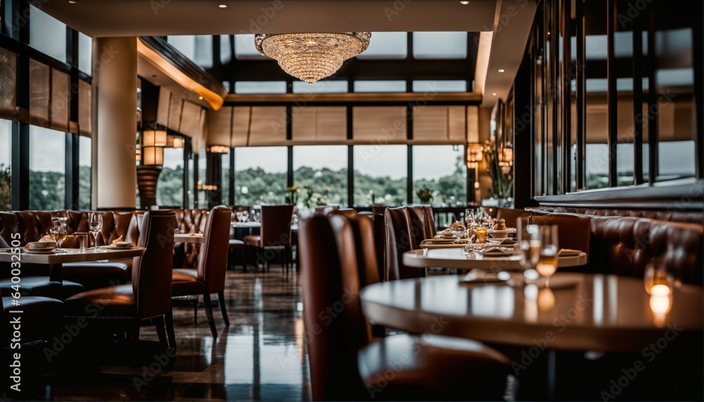 Luxury travel concept featuring fine dining in an exclusive fancy ...