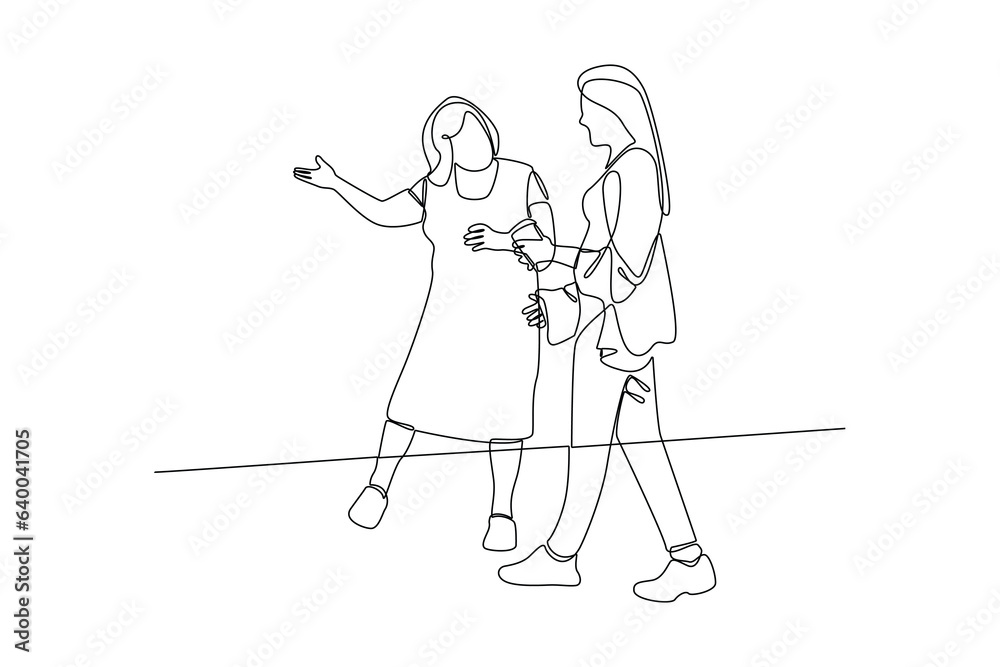 Continuous one line drawing Concept of Neighbors sharing things and ...
