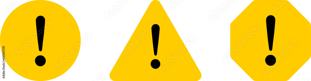 Yellow and Black Round Circle Octagonal and Triangular Warning or ...