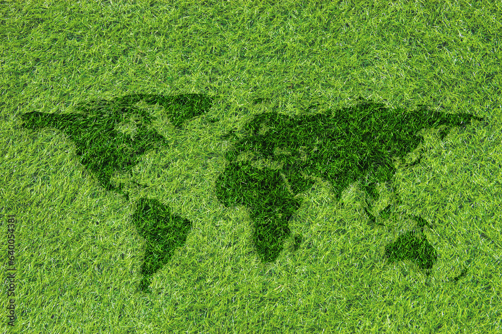 World environment day with global community teamwork, CSR and ESG environmental, Earth map on ...