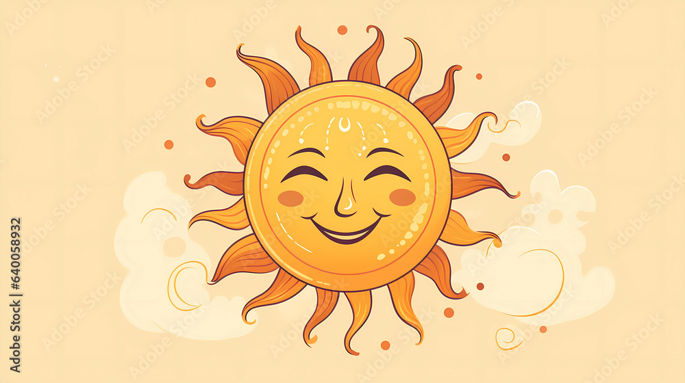 hand drawn cartoon cute sun illustration Stock Illustration | Adobe Stock