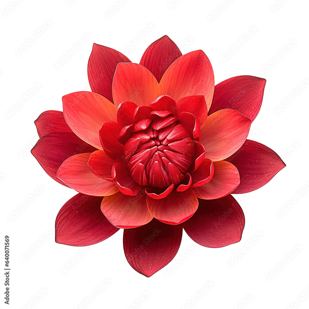 Red Lotus flower isolated on transparent background Generative AI Stock ...