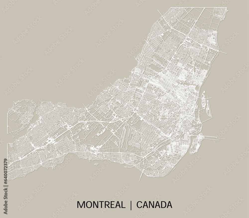 Montreal (Quebec, Canada) street map outline for poster, paper cutting ...