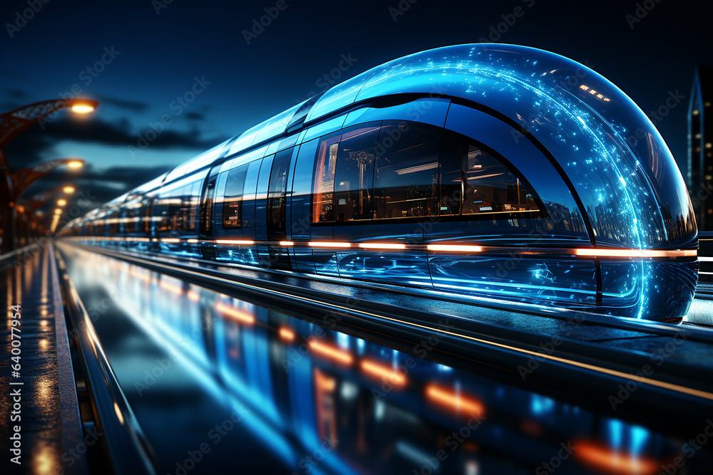 Hyperloop train, background of a magnetic levitation train, the fastest ...