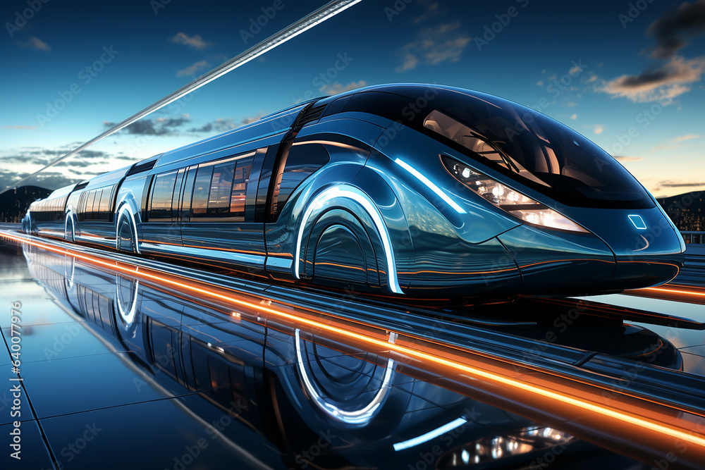 Hyperloop train, background of a magnetic levitation train, the fastest ...