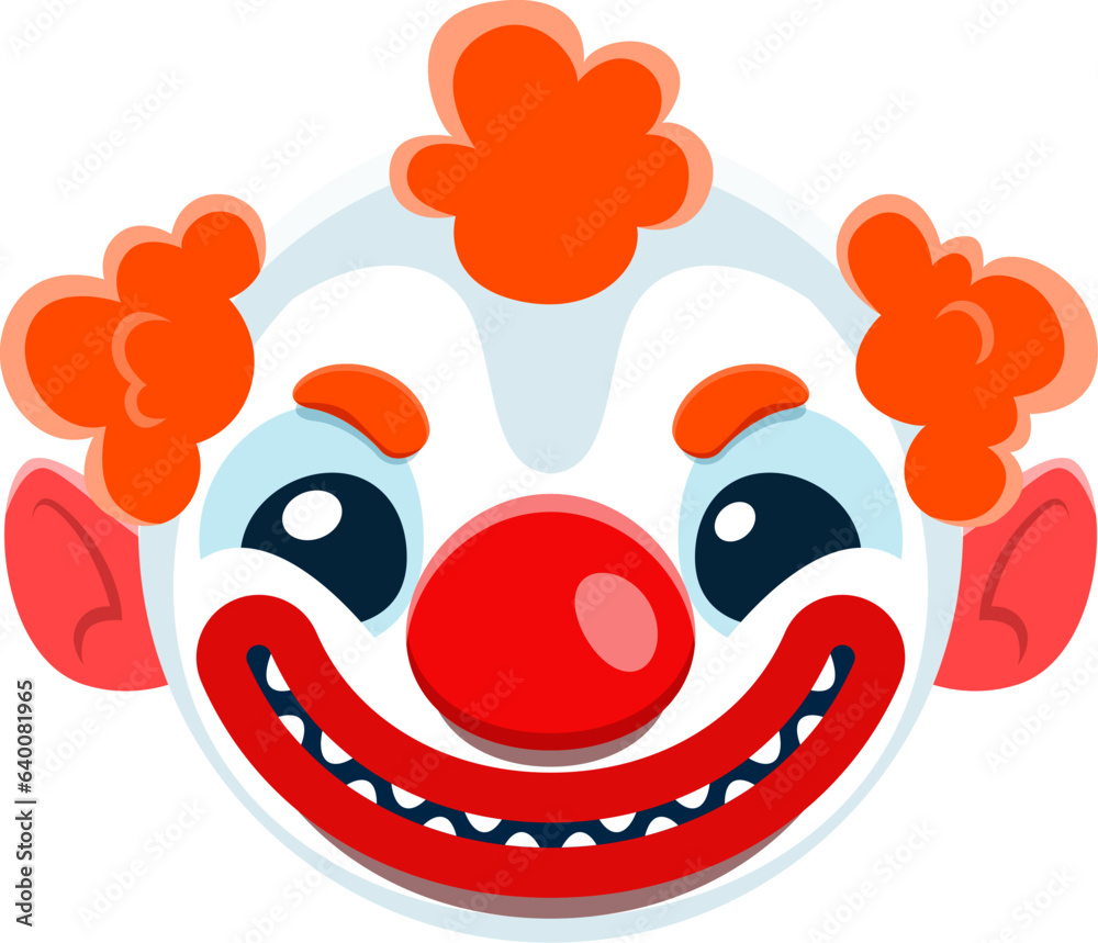 Cartoon Halloween sinister clown emoji character with an angry ...