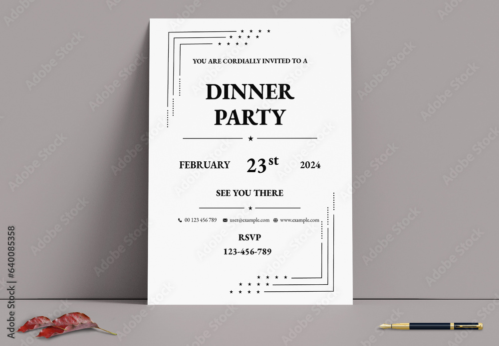 Dinner Party Invitation Card Stock Template | Adobe Stock
