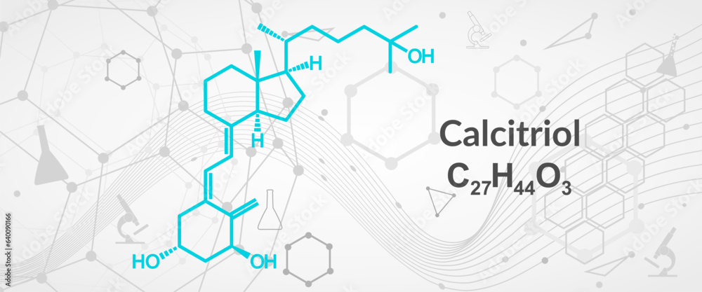 Calcitriol, chemical structure and skeletal formula. The active form of ...