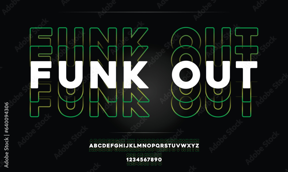 "FUNK OUT" font alphabet. Minimal modern urban fonts for logo, brand ...